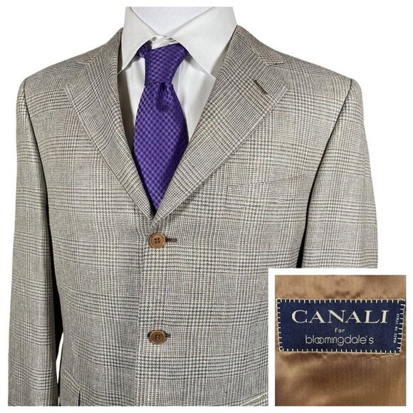 Canali | Suits & Blazers | Canali Sport Coat 42r Silk Linen Wool Plaid ...